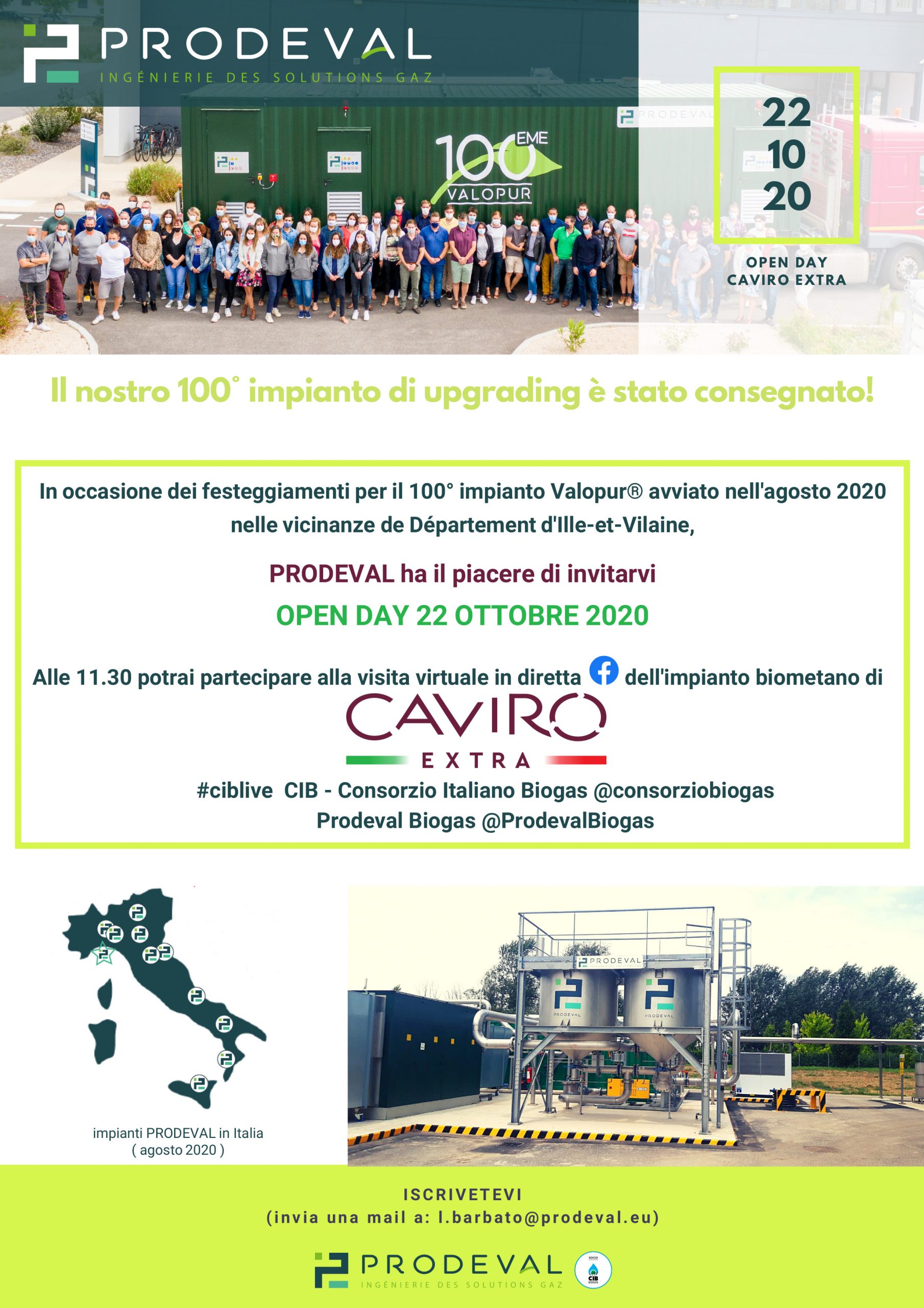 Locandina PRODEVAL OpenDay CAVIRO - Consorzio Italiano Biogas